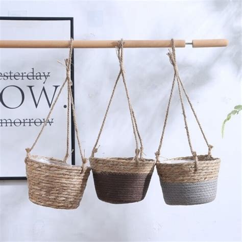 걸이용 화분 밀짚 바구니