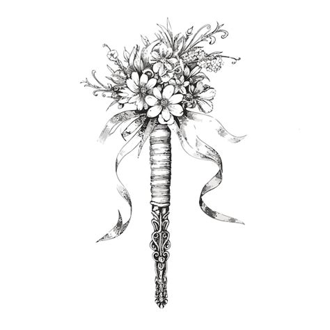 Premium Vector Vector Hand Drawn Wedding Bouquet Black And White Color