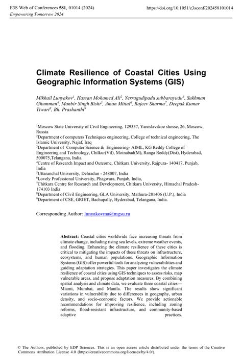 Pdf Climate Resilience Of Coastal Cities Using Geographic Information
