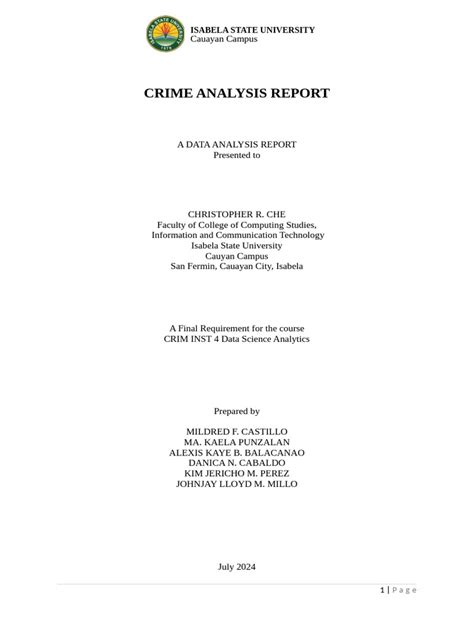 Crime Analysis Report Format G9 3c 1 Pdf Crimes Crime And Violence