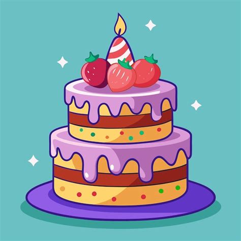 Цвет торта на день рождения Векторный клип арт дизайн Премиум Ai сгенерированный вектор