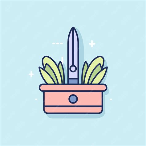 Premium Vector Vector Of A Pair Of Scissors In A Flower Pot Icon Vecto