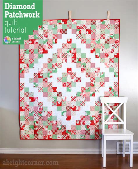 A Bright Corner Diamond Patchwork Quilt Tutorial