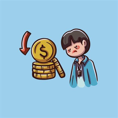 Sad Character With Declining Coins 55805226 Vector Art At Vecteezy