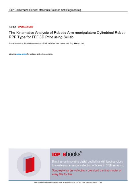 The Kinematics Analysis Of Robotic Arm Manipulator Ser Mater Sci Eng View The