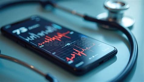 Smartphone Displays Health Data App Tracks Heart Rate Health Monitoring Statistics Wellness