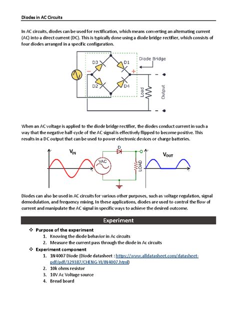 Diodes In Ac Circuits Diodes In Ac Circuits In Ac Circuits Diodes