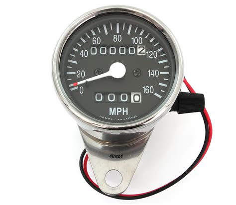 Motorcycle Mini Speedometer W Trip Meter 2240 60 Chrome And Black