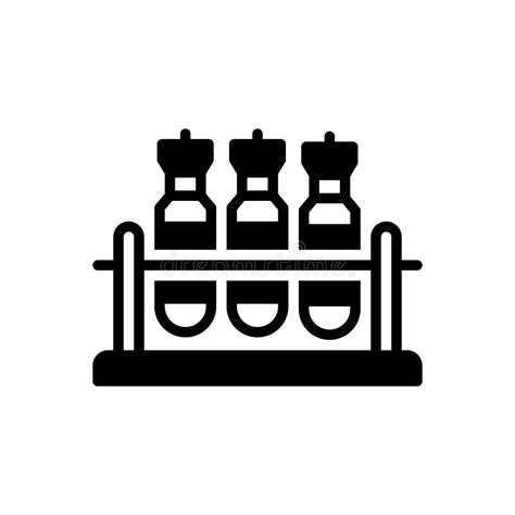 Black Solid Icon For Sampling Sample And Tube Stock Illustration