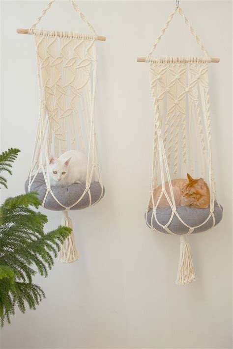 Your Cats Will Approve Of These Hanging Macrame Cat Hammocks