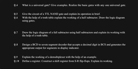 Q4 What Is A Universal Gate Give Examples Realize The Basic Gates With