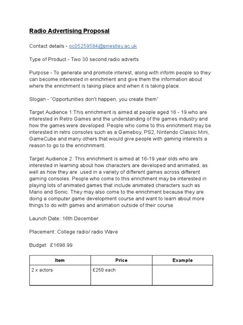 radio advertising proposal pdf defamation intellectual property
