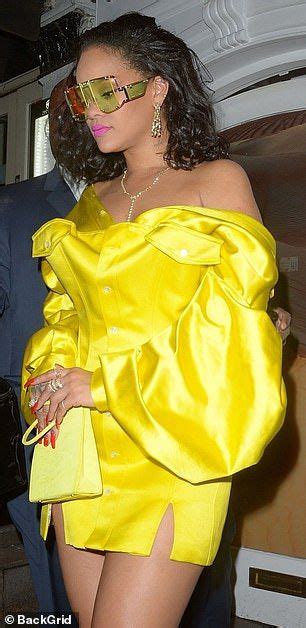 Rihanna Looks Sensational In A Neon Yellow Silk Mini Dress At Her Fenty Beauty Launch In London