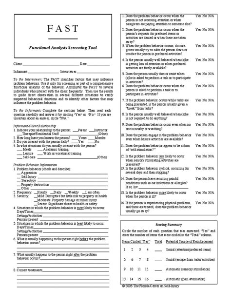 Functional Analysis Screening Tool Pdf Behavior Clinical Psychology