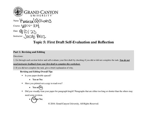Unv 104 Rs T5 First Draft Self Evaluationand Reflection Name Course