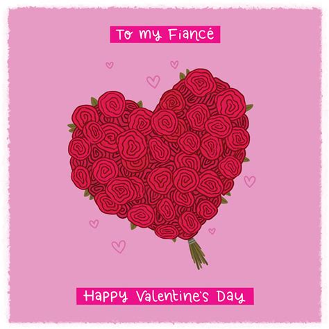 Happy Valentines Day Fiance Rose Bouquet Card Boomf