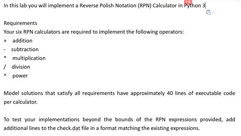 Solved In This Lab You Will Implement A Reverse Polish