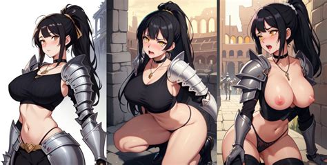 Rule 34 Ai Generated Armor Black Hair Breasts Choker Crop Top Crying