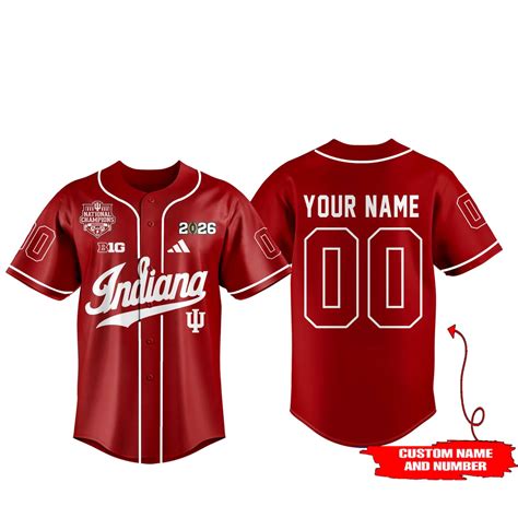 Indiana Hoosiers National Champions Red Custom Name And Number Baseball