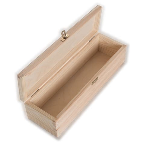 Rectangular Long Oblong Trinket Wooden Box Case / Plain Decorative Pine ...