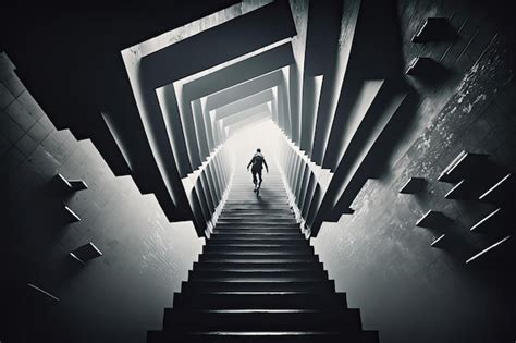 premium ai image concept of a person climbing stairs illustration ai
