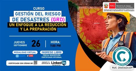 Curso Gratuito Gestión Del Riesgo De Desastres Grd Online Event