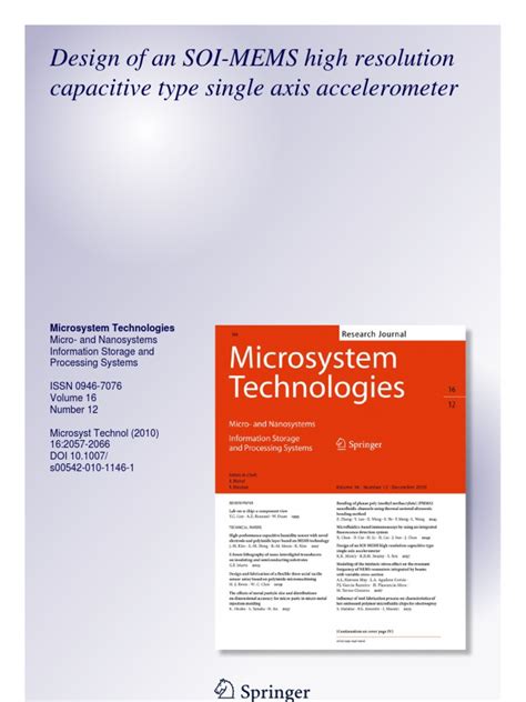 Pdf Design Of An Soi Mems High Resolution Capacitive Type Single Axis Acceleromete Dokumentips