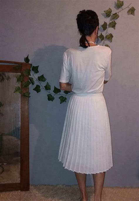 Vintage Pleated Skirt White Midi Skirt Retro Etsy
