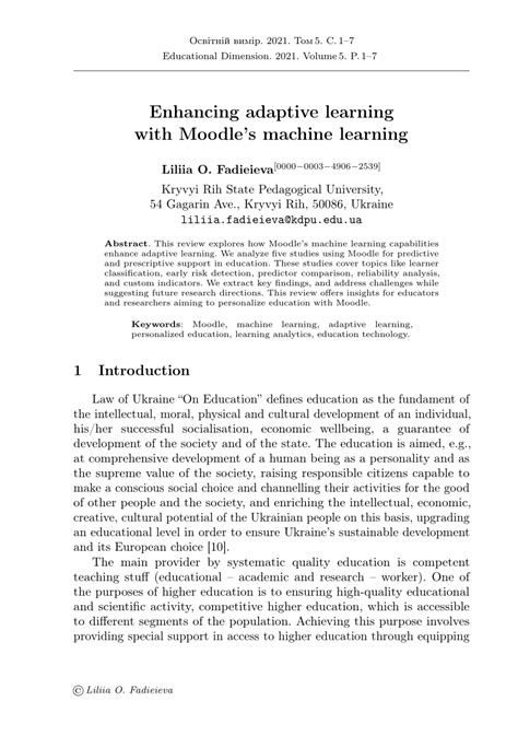 pdf enhancing adaptive learning with moodle s machine learning