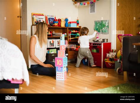 Mother Playing With Son Stock Photo Alamy
