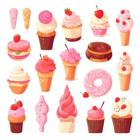 Helado De Fresa Vector Premium