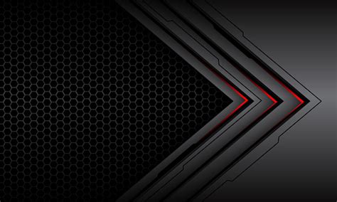 추상 회색 검은 색 빨간색 사이버 회로 화살표 방향 육각형 메쉬 기하학적 디자인 현대 미래주의 기술 배경 벡터 0명에 대한 스톡 벡터 아트 및 기타 이미지 Istock