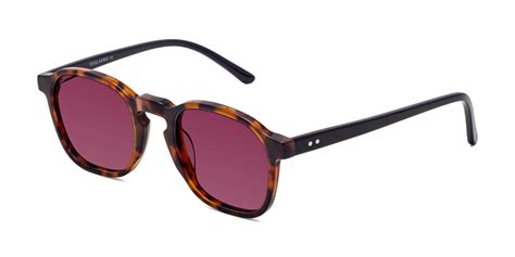 Tortoise Keyhole Bridge Retro Vintage Acetate Tinted Sunglasses With