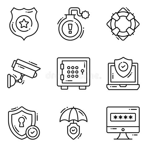 Computer Password Protection And Security Vector Icons Set Cyber Computer Network Business Data