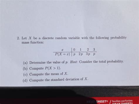 Solved Let X Be A Discrete Random Variable With The Chegg