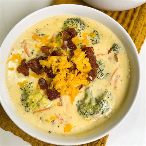 Broccoli Cheddar Soup Recipe With Bacon Toppings