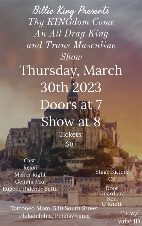 Thy Kingdom Come An All Drag King And Trans Masculine Show Tattooed Mom