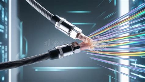 High Speed Optical Cable With Iridescent Bandwidth Flow Showcasing Cyber Inspired Background