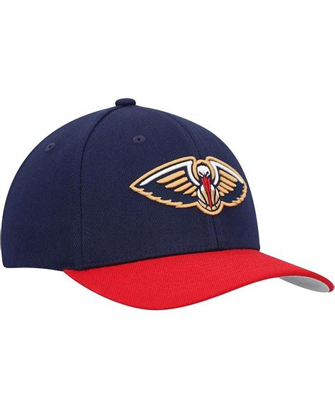 Mitchell And Ness Mens Navy Red New Orleans Pelicans Mvp Team Two Tone 20 Stretch Snapback Hat