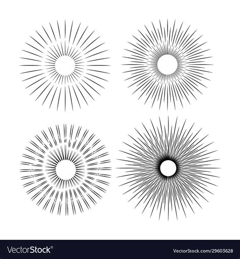 Hand Drawn Set Rays Exploding Eps 10 Royalty Free Vector