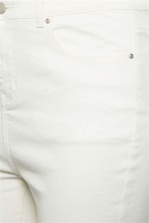 Yours Plus Size White Ripped Knee Skinny Stretch Ava Jeans Yours Clothing