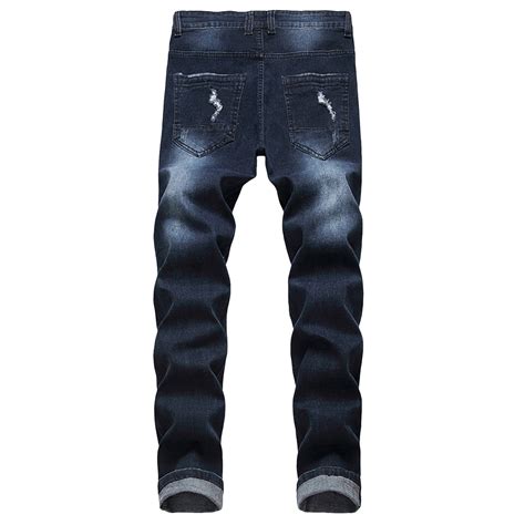 WEAIXIMIUNG Male XL Men Cargo Pants With Pockets Slim Fit Mens Distressed Black Stretch Pants