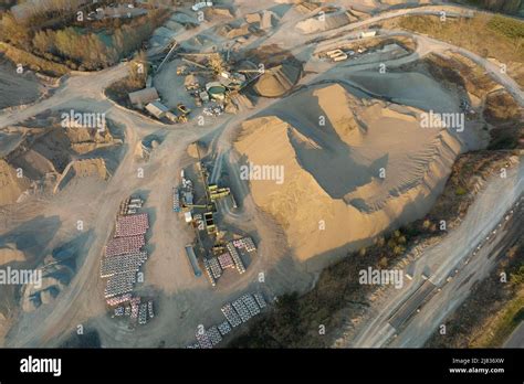 Vue Aérienne Dune Mine à Ciel Ouvert De Matériaux De Grès Pour L