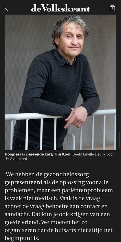 Boeiend En Leeswaardig Interview Met Tijn Kool In De Volkskrant Vandaag