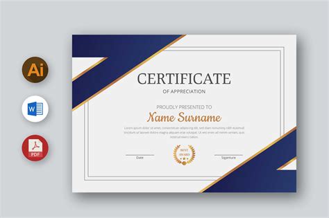Ms Word Certificate Template Ai Pdf For Template For Certificate Of