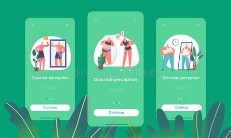 Distorted Perception Mobile App Page Onboard Screen Template Male And