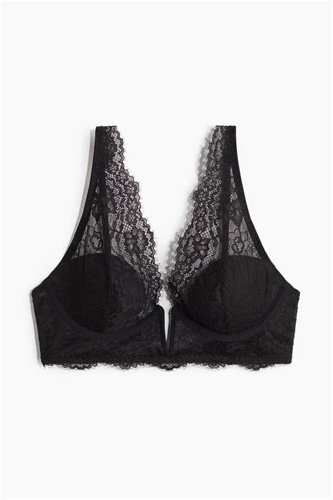 Padded Underwire Lace Bra Black Ladies Handm Us