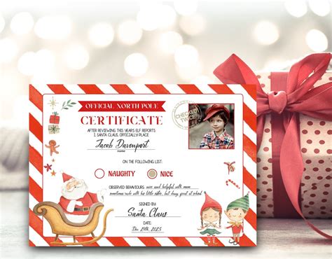 Editable Santa Claus Official Certificate Nice List Letter From Santa