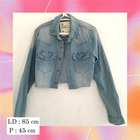 Jaket Denim Crop Fesyen Wanita Pakaian Wanita Baju Luaran Di Carousell
