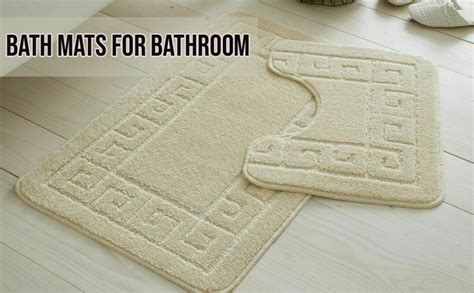 Fairwayuk Bathroom Mats Sets 2 Pieces Ultra Plush Greek Pattern Bath